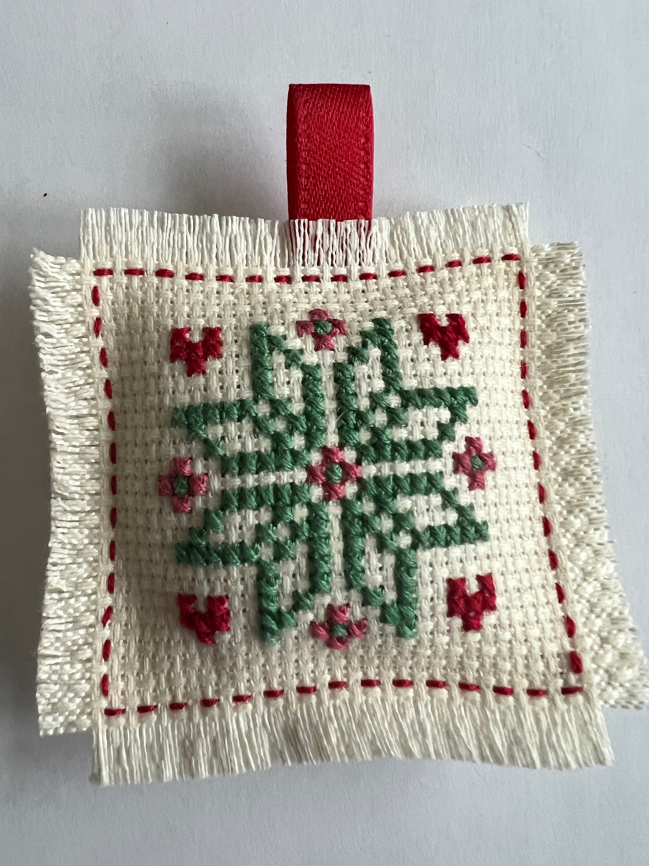 Christmas Pillow Cross Stitched Ornaments - Etsy