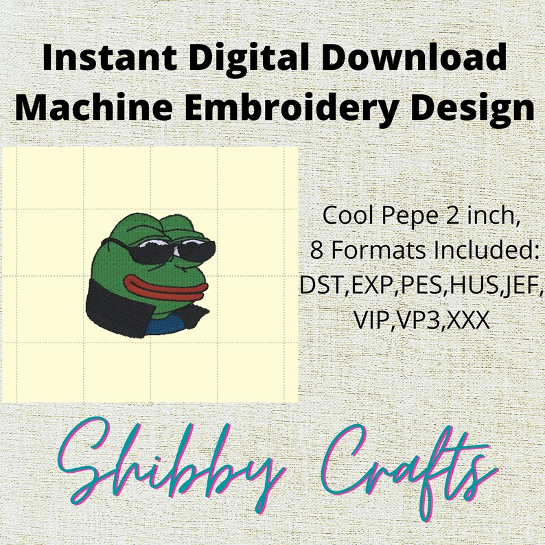 Cool Pepe the Frog, Embroidery Design, Pepe, Pepe the Frog, Sunglasses ...