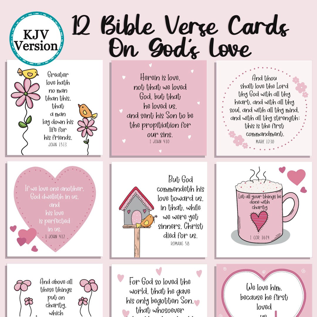 KJV Bible Verse Cards! God’s Love Memory Verses, Scripture Printable ...