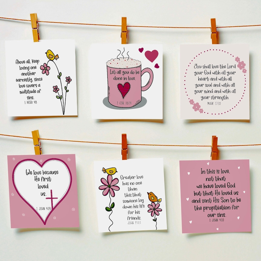 Valentine's Bible Verse Printable Cards, Scripture Cards on Love, God's ...
