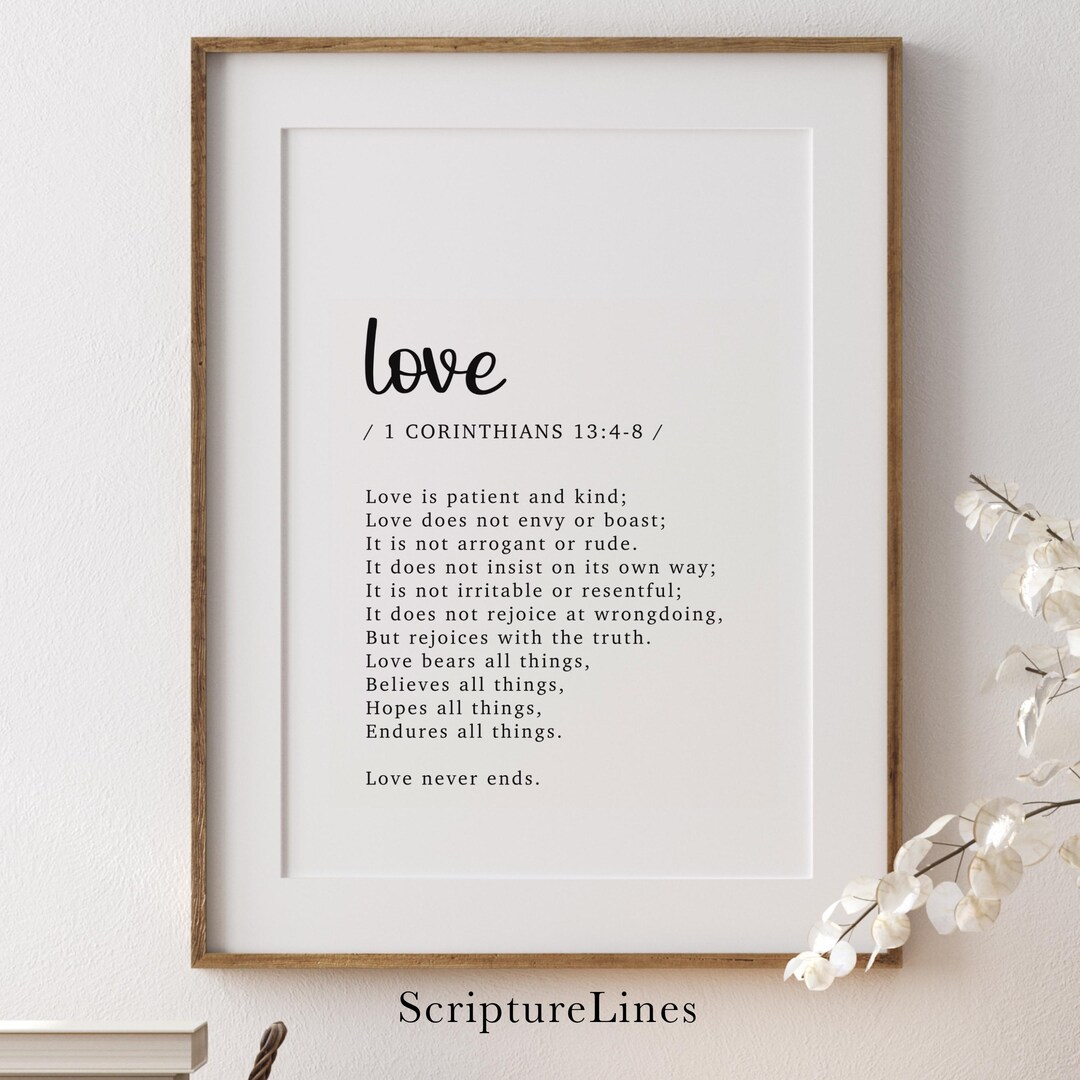 1 Corinthians 13 Wall Art, Love is Patient and Kind, Scripture Art ...