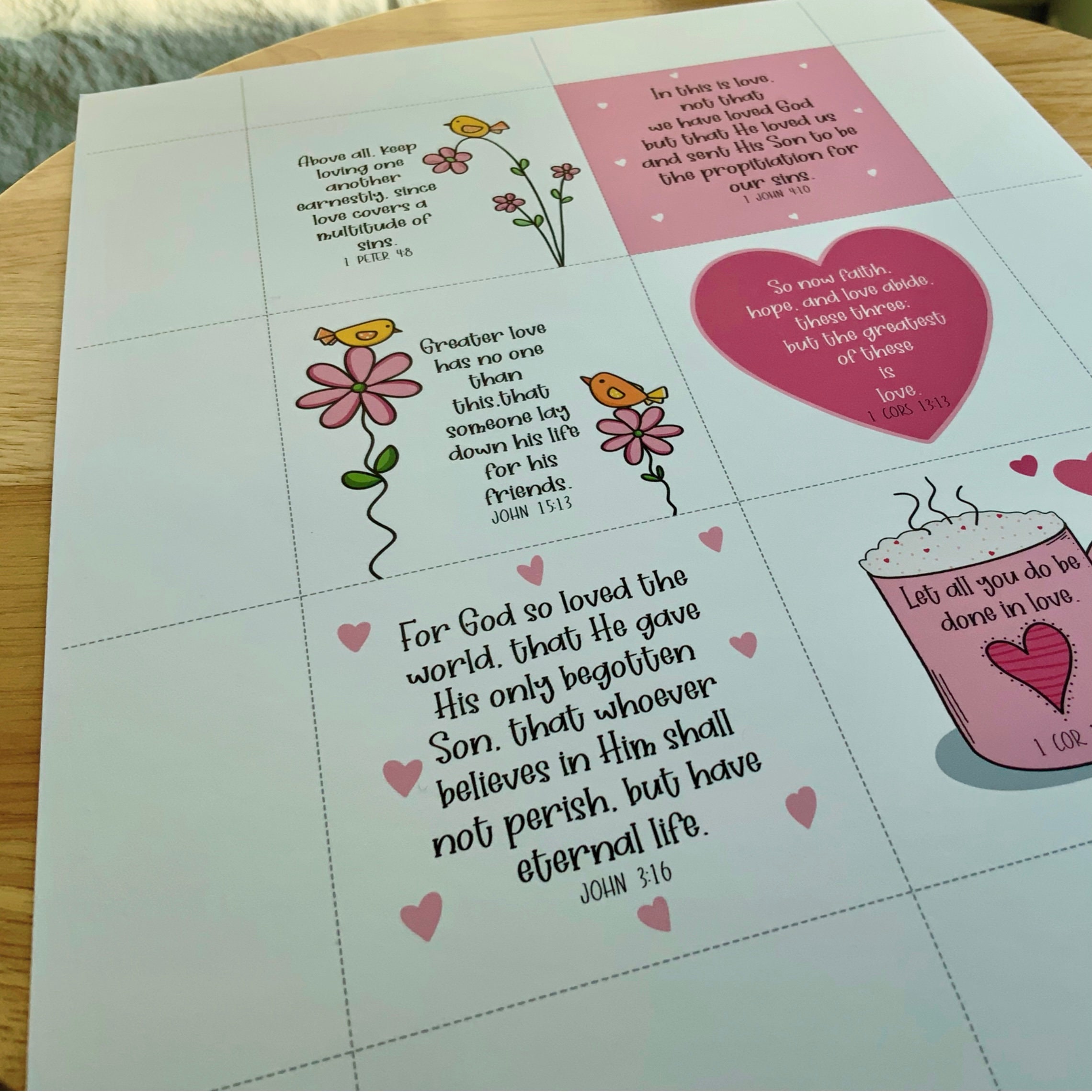 Valentine's Bible Verse Printable Cards, Scripture Cards on Love, God's ...