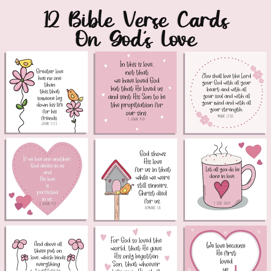 Bible Verse Cards! God’s Love Memory Verses, Scripture Printable With ...