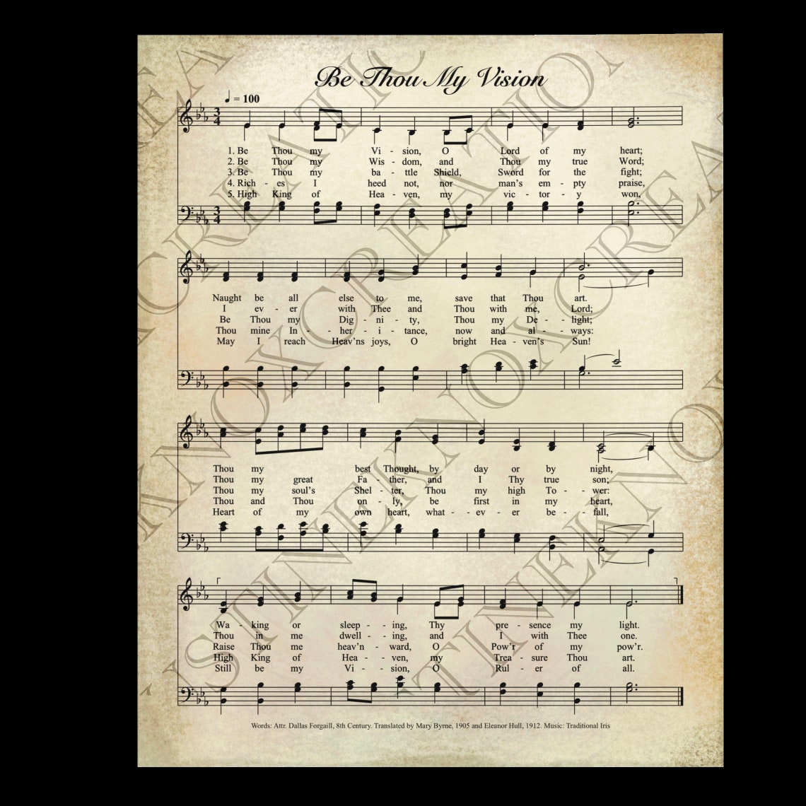 Be Thou My Vision Hymn Printable Hymn Wall Art, Christian Decor ...