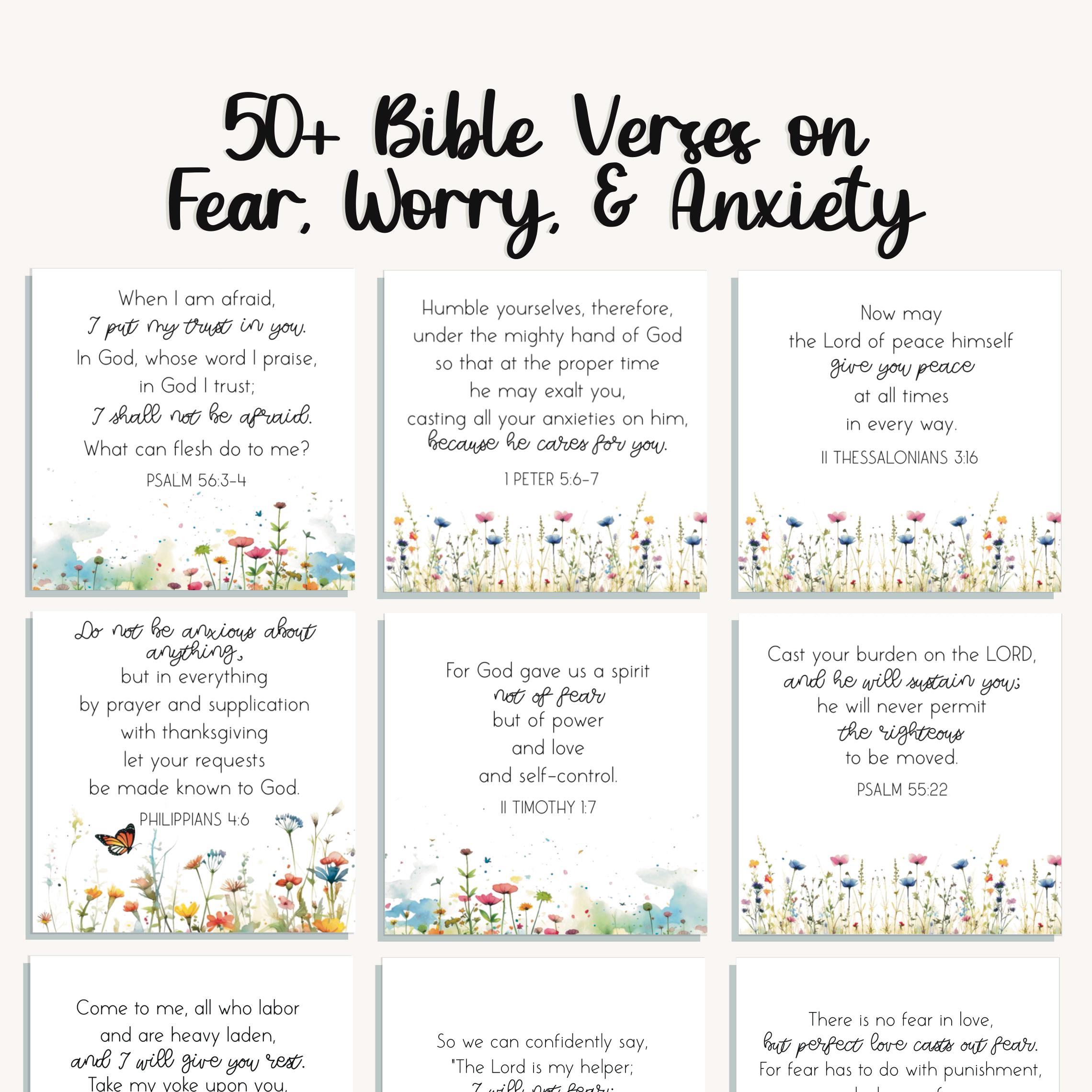 54 Bible Verse Cards, Scripture Cards, Bible Study Verses on Fear ...