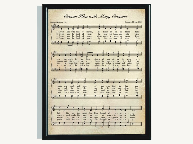 Crown Him With Many Crowns Printable | Hymn Wall Art, Easter Christian ...
