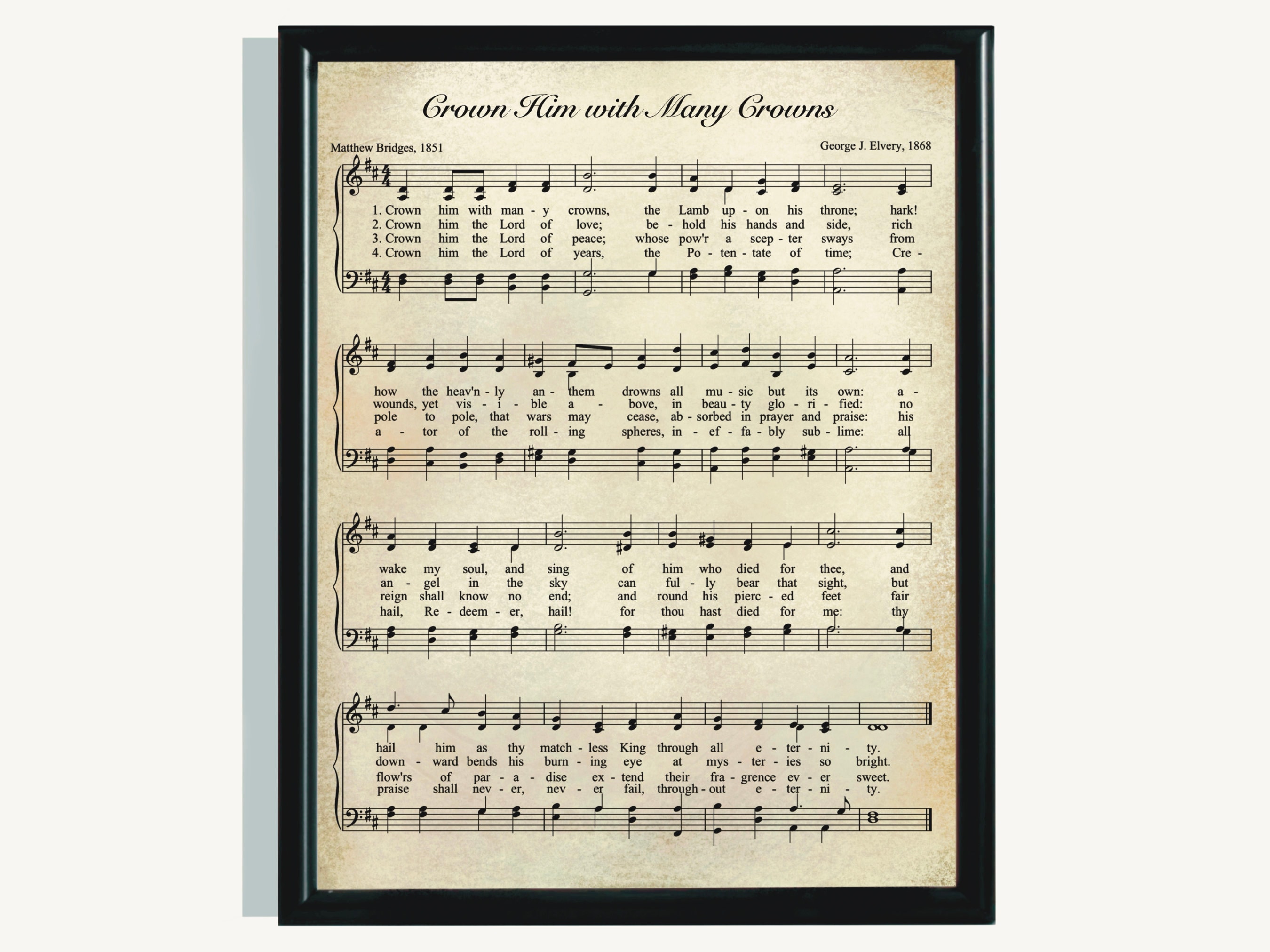 Crown Him With Many Crowns Printable | Hymn Wall Art, Easter Christian ...
