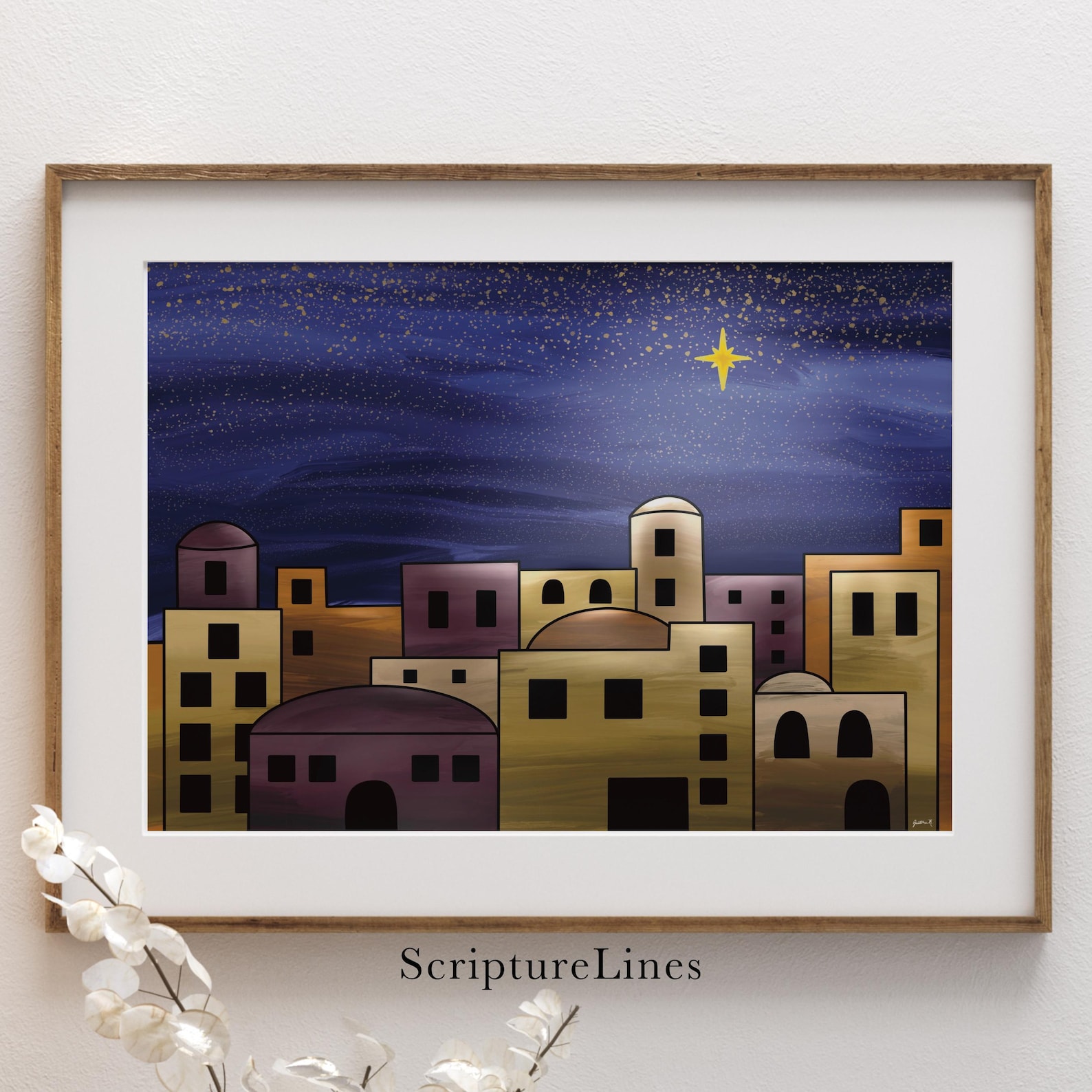O Little Town of Bethlehem Wall Art, Bethlehem Star Painting, Bethlehem ...