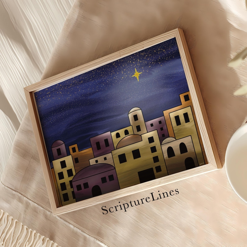 O Little Town of Bethlehem Wall Art, Bethlehem Star Painting, Bethlehem ...