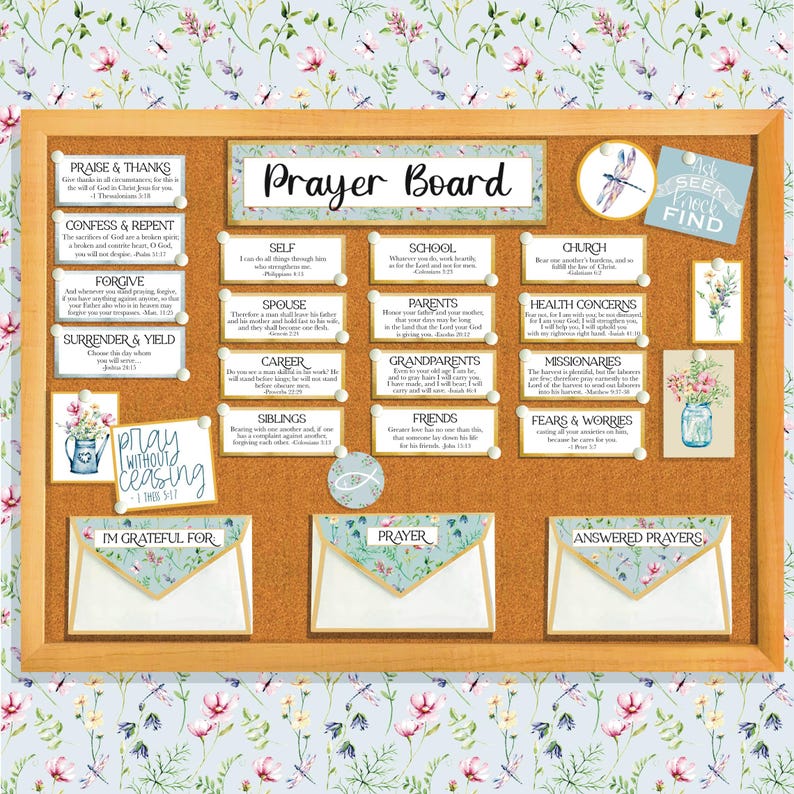Prayer Board Kit! Prayer Wall Printable, Scriptural Headers With Bible ...