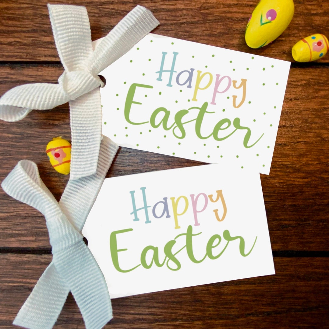 Easter Gift Tag, Happy Easter Tags, Set of 2, Printable, Pastel, Easter ...