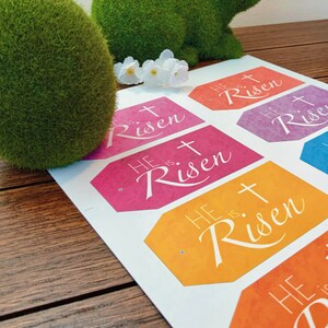 He is Risen Printable Tags, Faith Easter Gift Tags for Basket, Snack ...