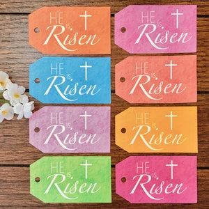 He is Risen Printable Tags, Faith Easter Gift Tags for Basket, Snack ...