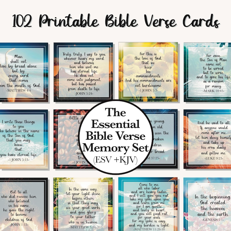 Bible Verse Cards Set | the Essential Christian Bible Verse Card Set of ...