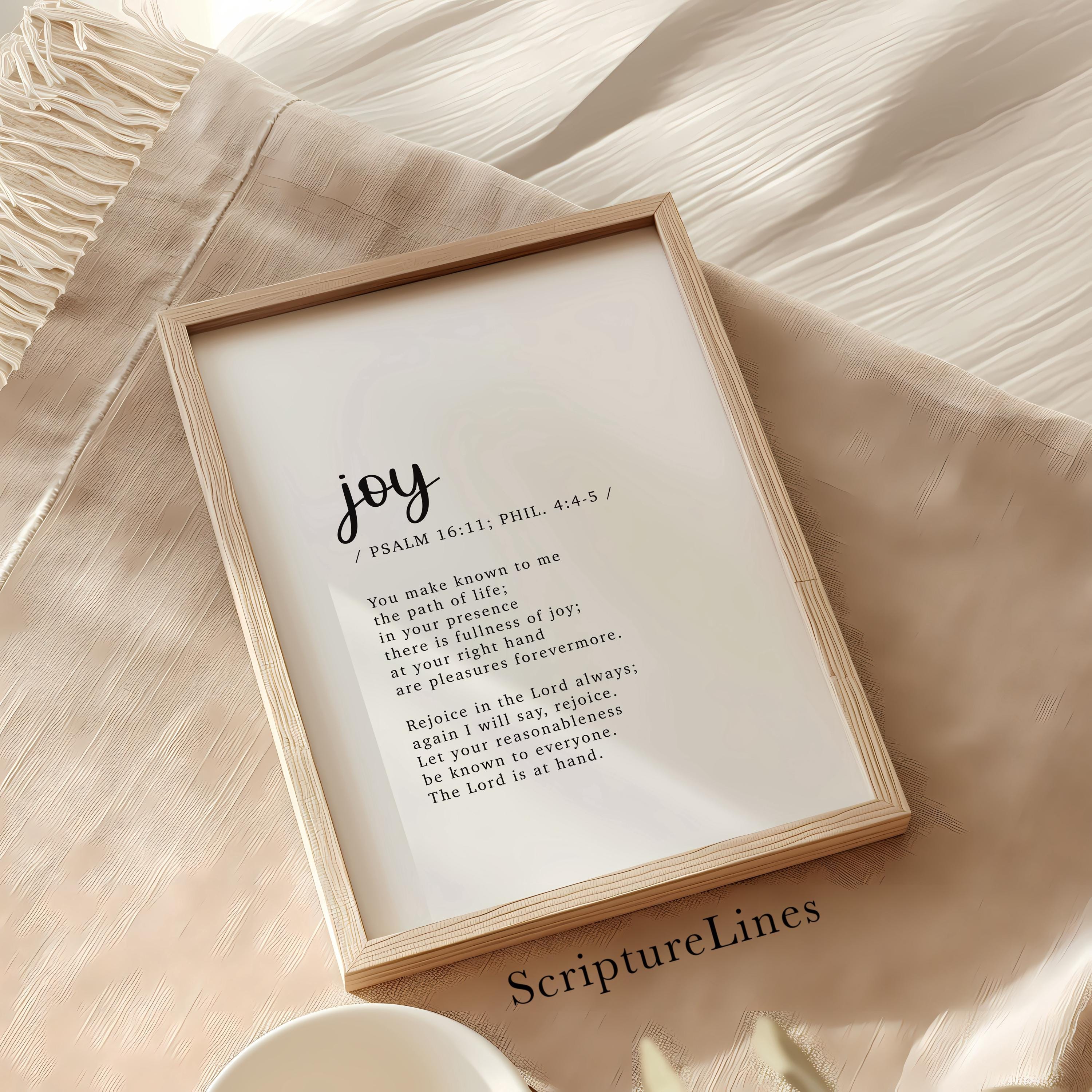 Joy Wall Art, Joy Definition Scripture Art, Bible Verse Wall Print ...