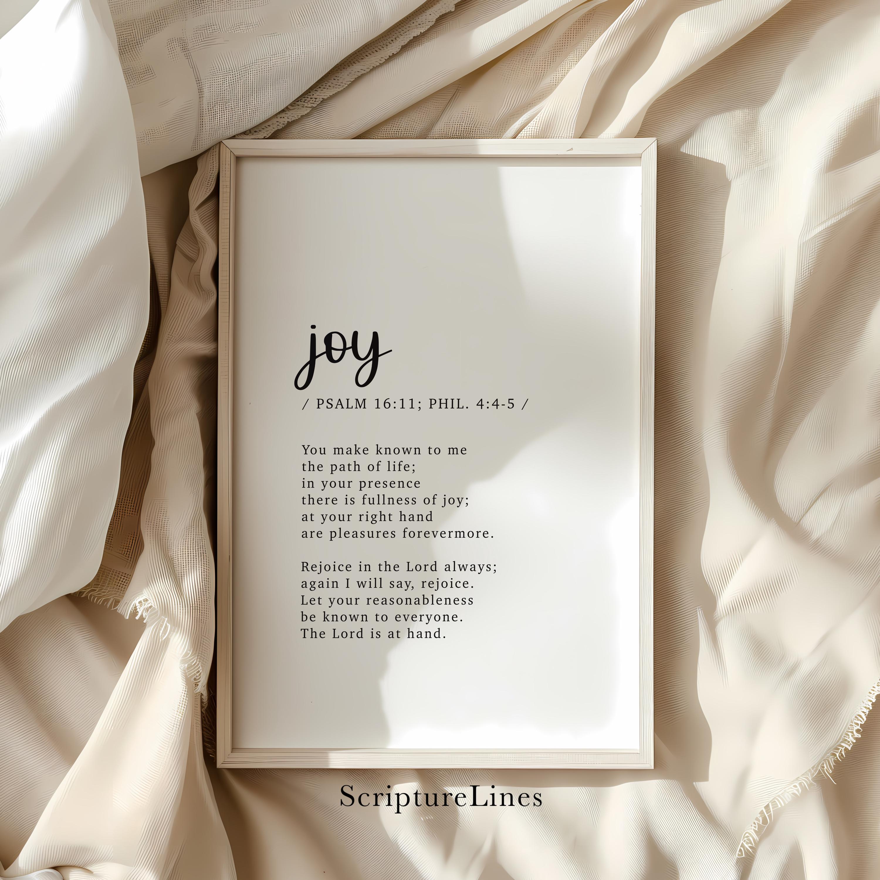 Joy Wall Art, Joy Definition Scripture Art, Bible Verse Wall Print ...