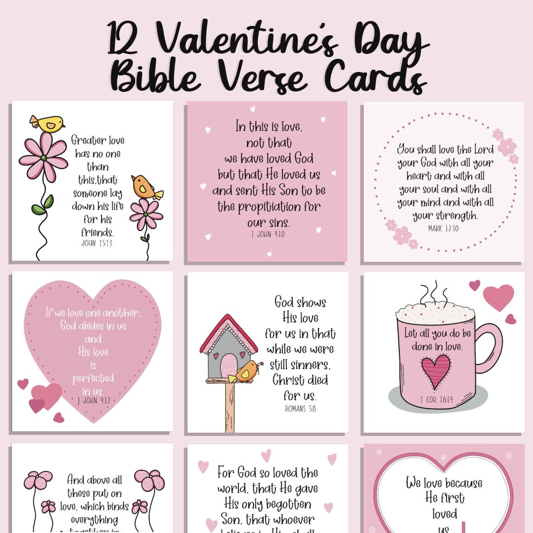 Valentine’s Day Bible Verse Cards! God’s Love Memory Verses, Scripture ...