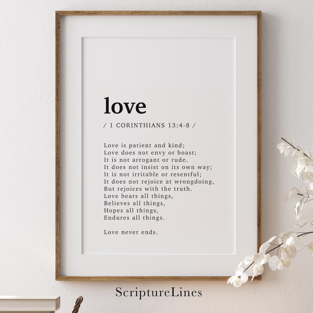 Love Definition Wall Art, 1 Corinthians 13, Modern Christian Bible ...