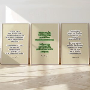 Bible Verse Gallery Wall SET of Three, Modern Christian Wall Art ...