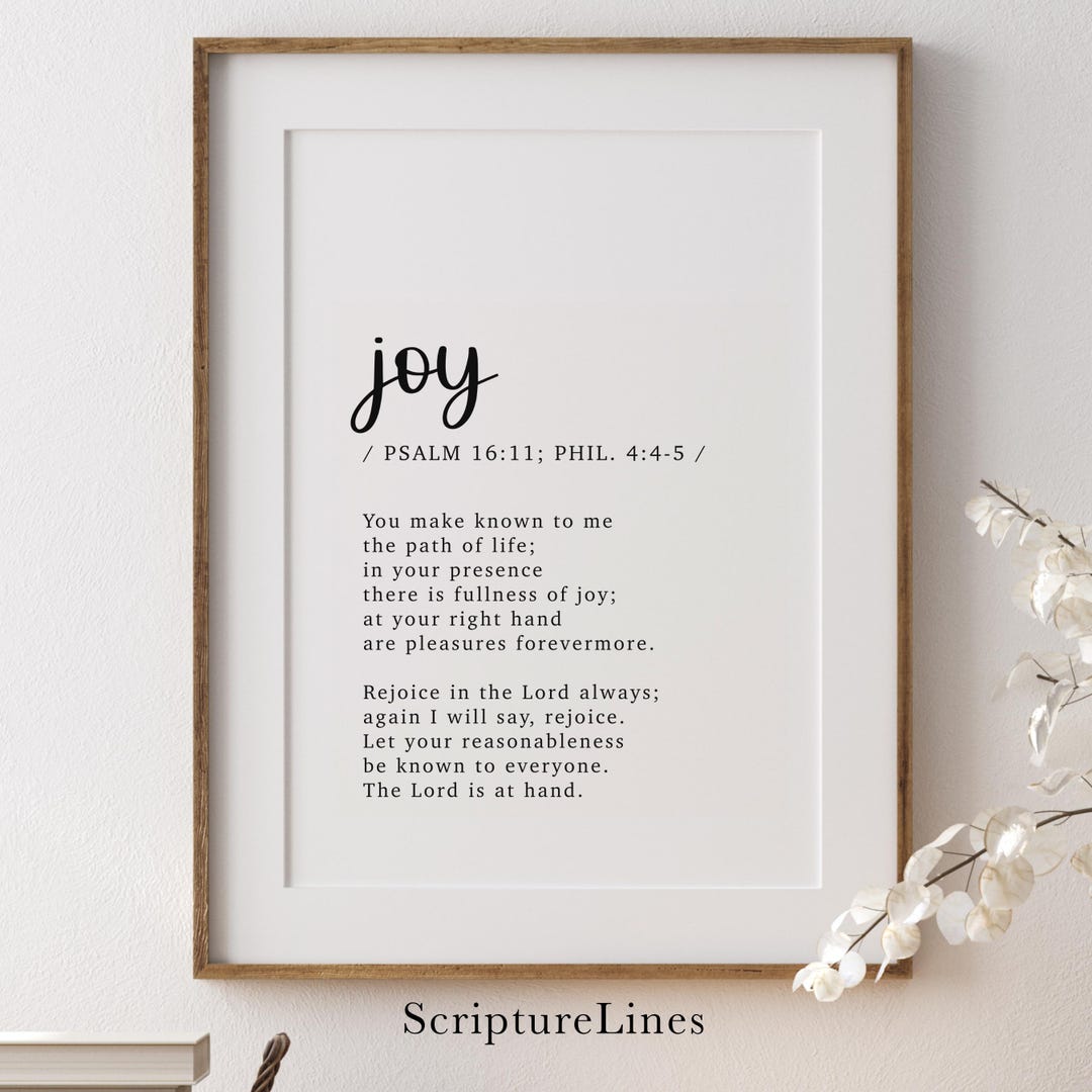 Joy Wall Art, Joy Definition Scripture Art, Bible Verse Wall Print ...