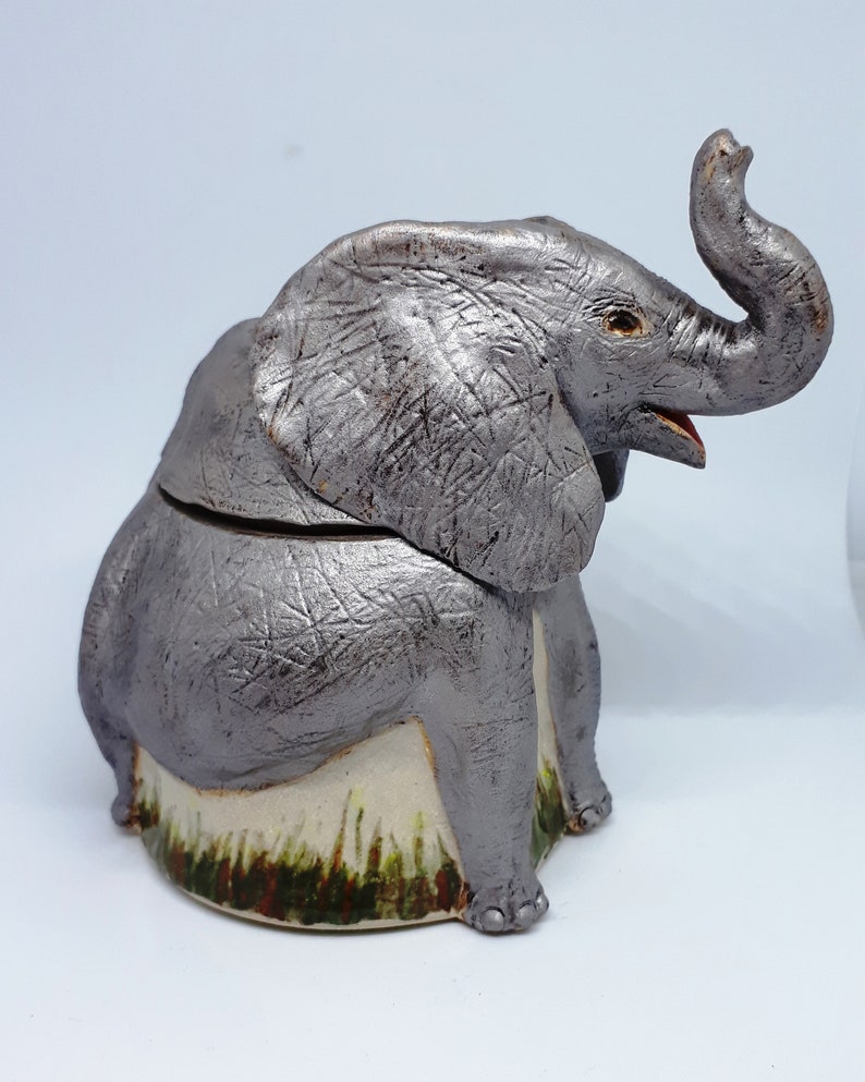 Elephant Ceramic Container With Lid, Small Canister, Kitchen Storage ...