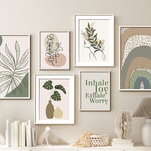 Sage Green Print Set of 3 Boho Gallery Wall Set Abstract - Etsy