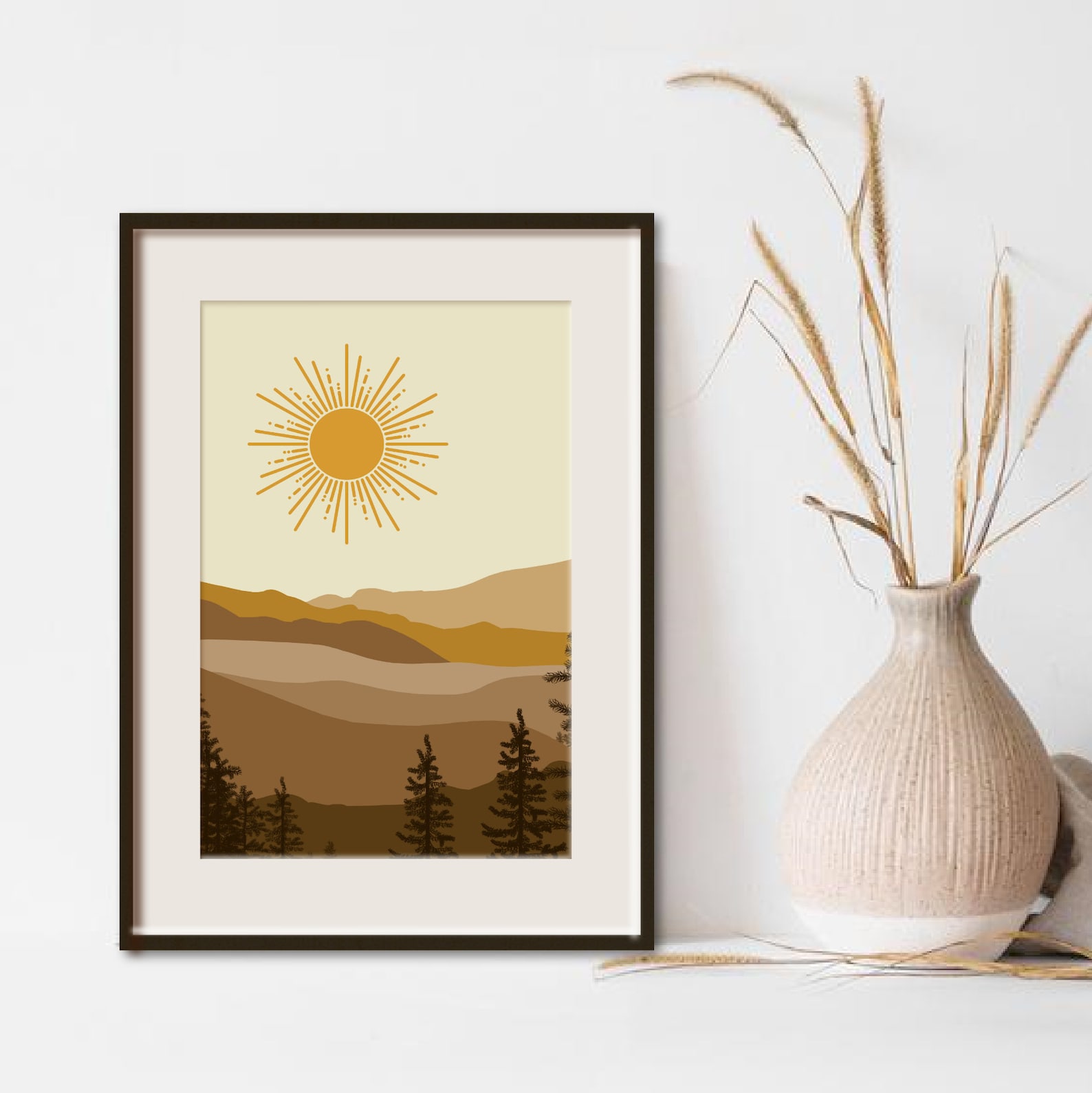 Boho Landscape Wall Art Print Abstract Boho Printable Wall - Etsy