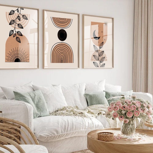 Boho Art Set of 3 Prints Boho Wall Art Abstract Gallery Wall - Etsy