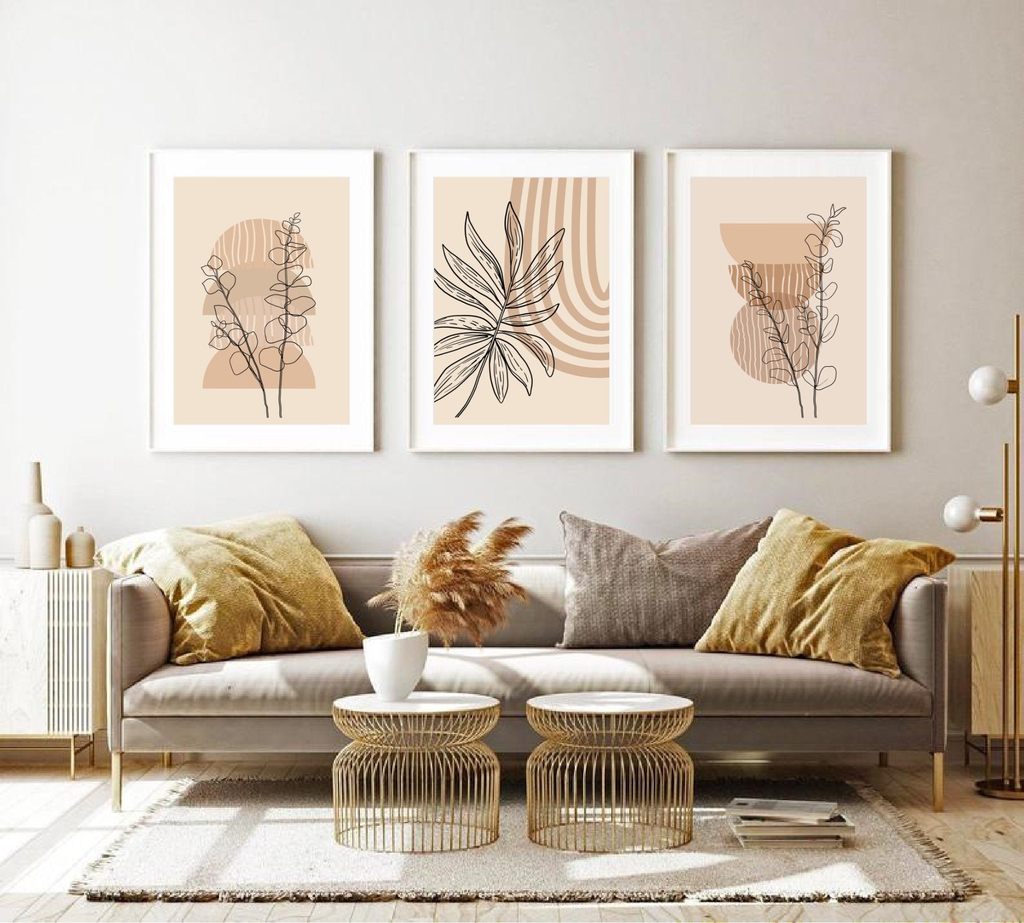 Boho Art Set Of 3 Prints Boho Wall Art Abstract Gallery Wall Etsy