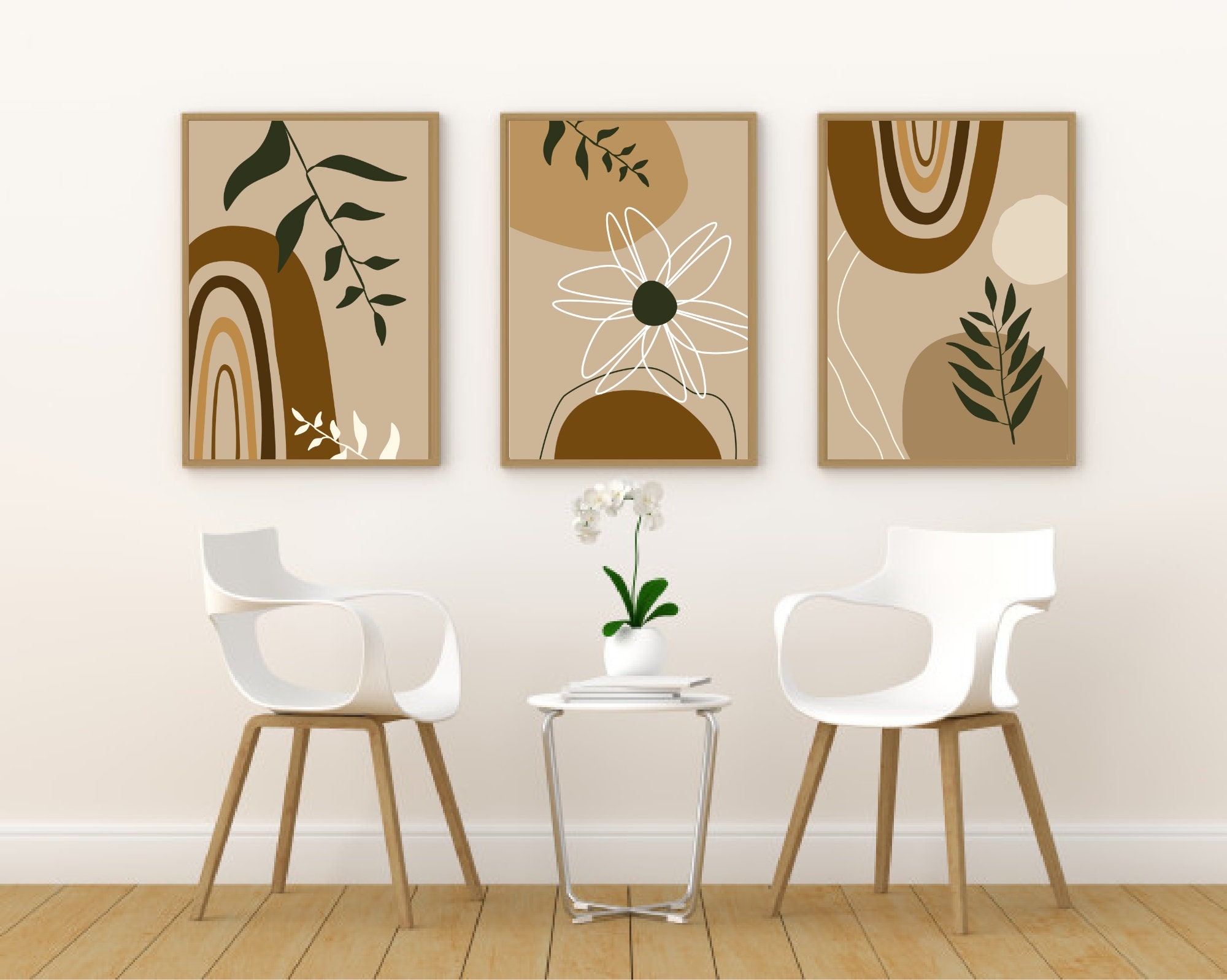 Boho Wall Art Set Of 3 Prints Abstract Gallery Wall Set Boho Etsy