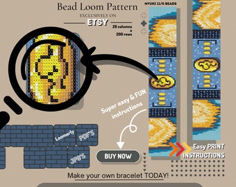 Bead Loom Bracelet Pattern, Retro Video Game Design 2, 28x200 - Etsy