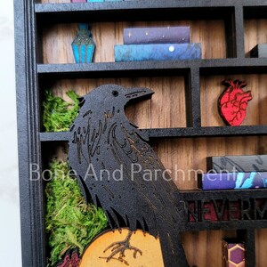 Mini Bookshelf, Mini Library, Edgar Allan Poe Décor, Raven Skull Décor, Nevermore, Bookshelf ...
