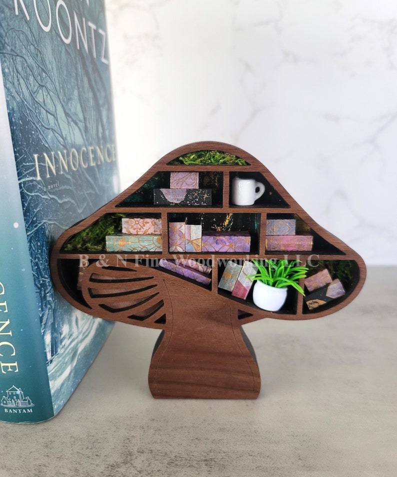 Mini Bookshelf Mushroom Mini Library Bookshelf Décor Mini - Etsy