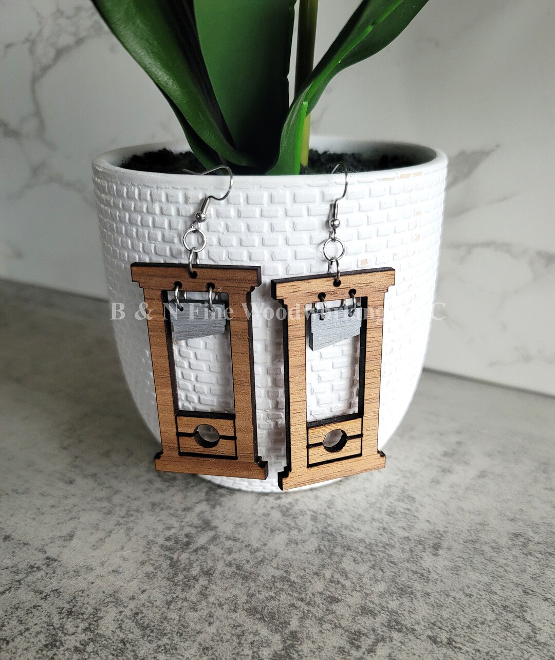 Guillotine Earrings, Wood Dangle Earrings, Goth Earrings, Gothic ...