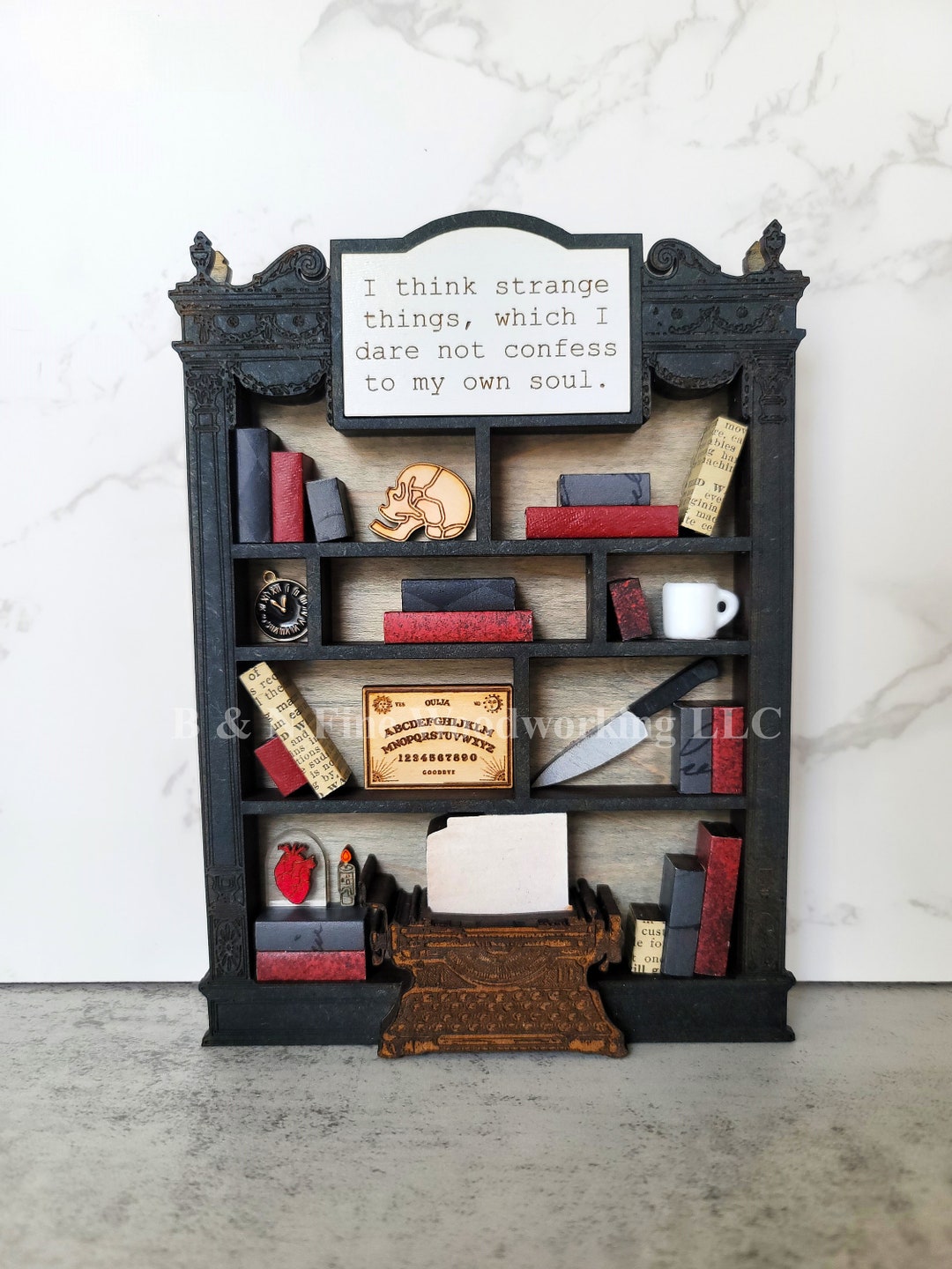 Miniature Library, Typewriter Décor, Bookshelf Décor, Gothic Wall Art ...