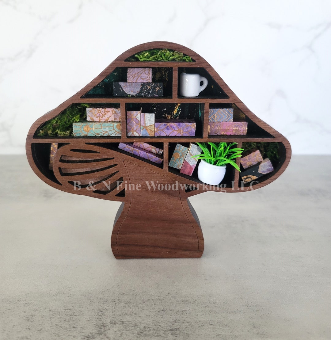 Mini Bookshelf Mushroom Mini Library Bookshelf Décor Mini - Etsy