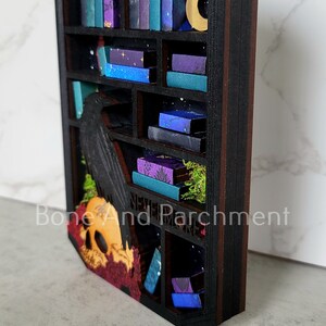 Mini Bookshelf, Mini Library, Edgar Allan Poe Décor, Raven Skull Décor, Nevermore, Bookshelf ...