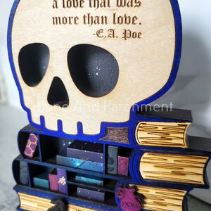 Mini Bookshelf, Mini Library, Edgar Allan Poe Décor, Skull Décor, Skull and Book, Bookshelf ...