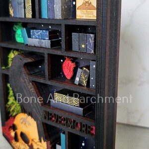 Mini Bookshelf, Mini Library, Edgar Allan Poe Décor, Raven Skull Décor, Nevermore, Bookshelf ...
