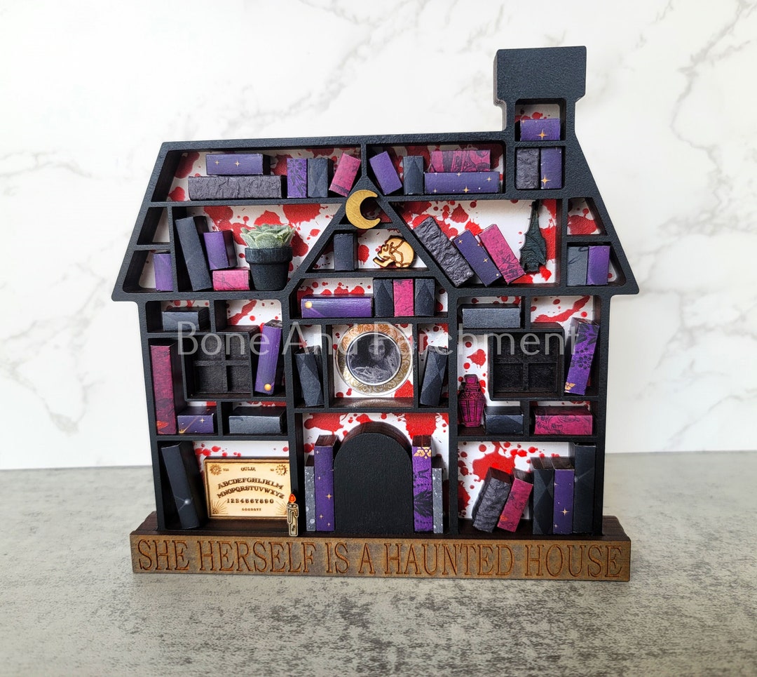 Haunted House Décor, Miniature Library, Mini Bookshelf, Horror Décor ...