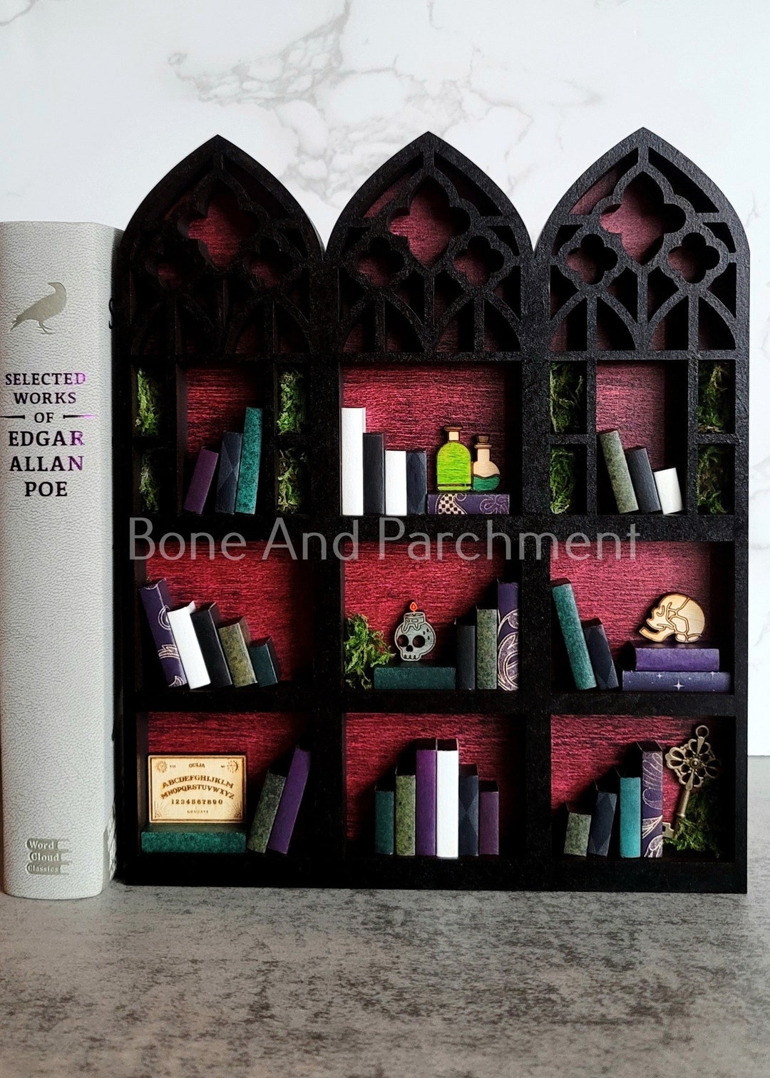 Gothic Cathedral Window Shelf, Mini Library, Gothic Home Décor, Witchy ...