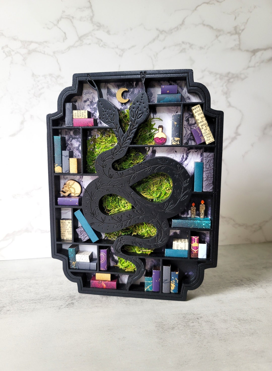Mini Bookshelf Mini Library Snake Décor Skull Décor Snake - Etsy