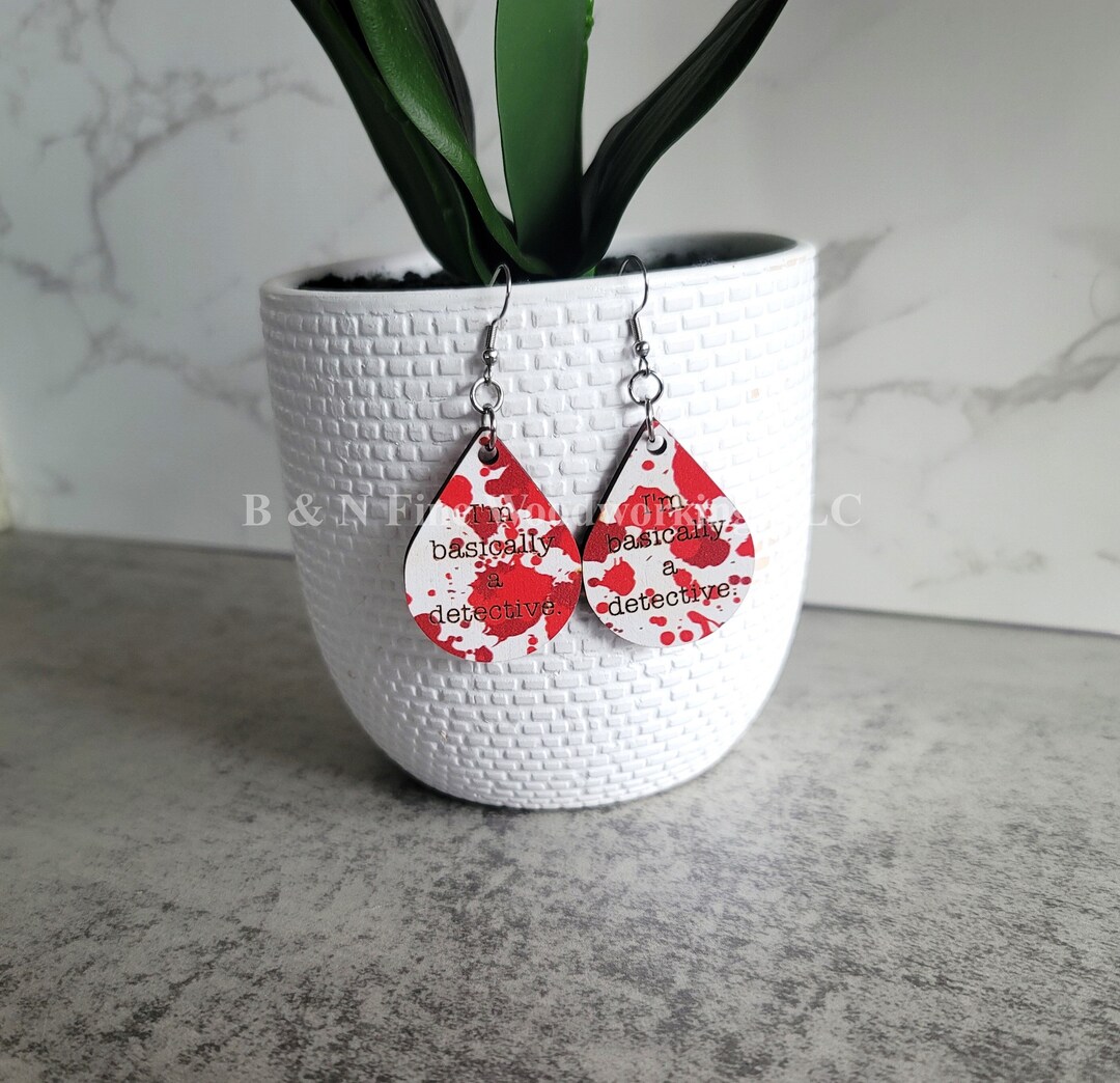 True Crime Earrings, Blood Spatter Earrings, Crime Scene Earrings ...