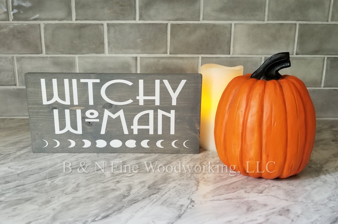 Witchy Woman Sign, Witch Sign, Halloween Home Décor, Stained Wood ...