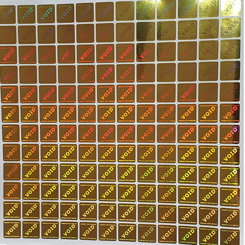 3D Tamper Proof VOID If Removed Hologram 12mm X 12mm Square Gold VOID ...