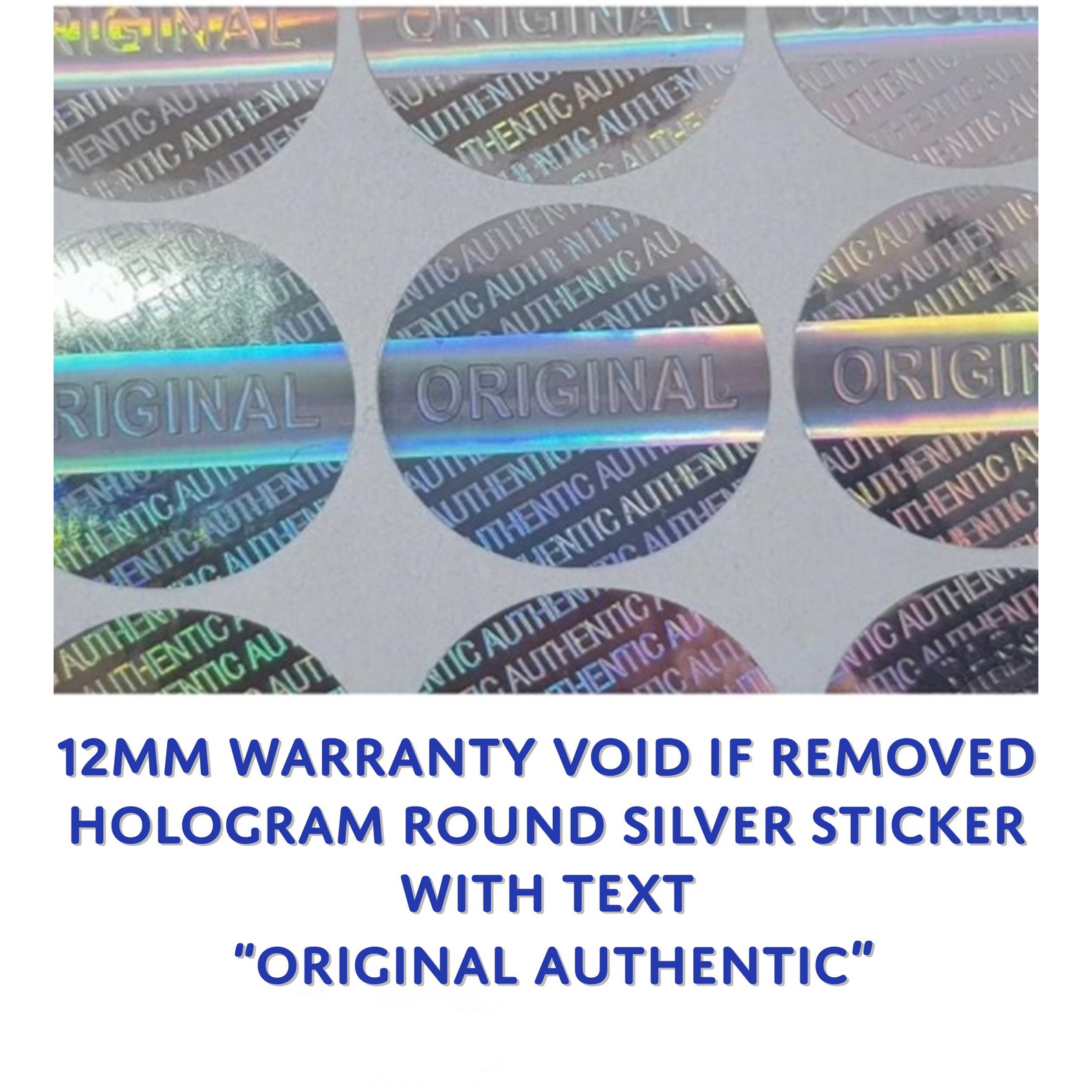 12MM Warranty Void If Removed Hologram Round Silver Sticker | Etsy
