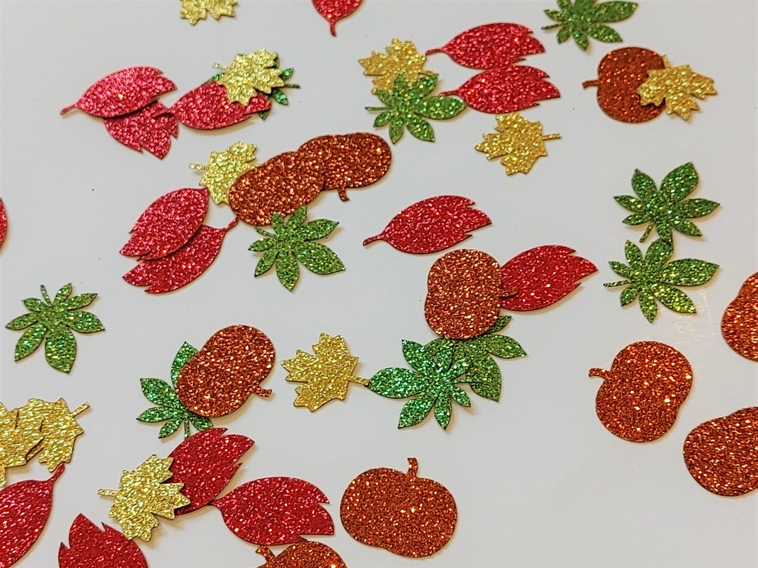 Mixed Glitter Fall Leaves Confetti, Autumn Confetti, Maple Leaf ...