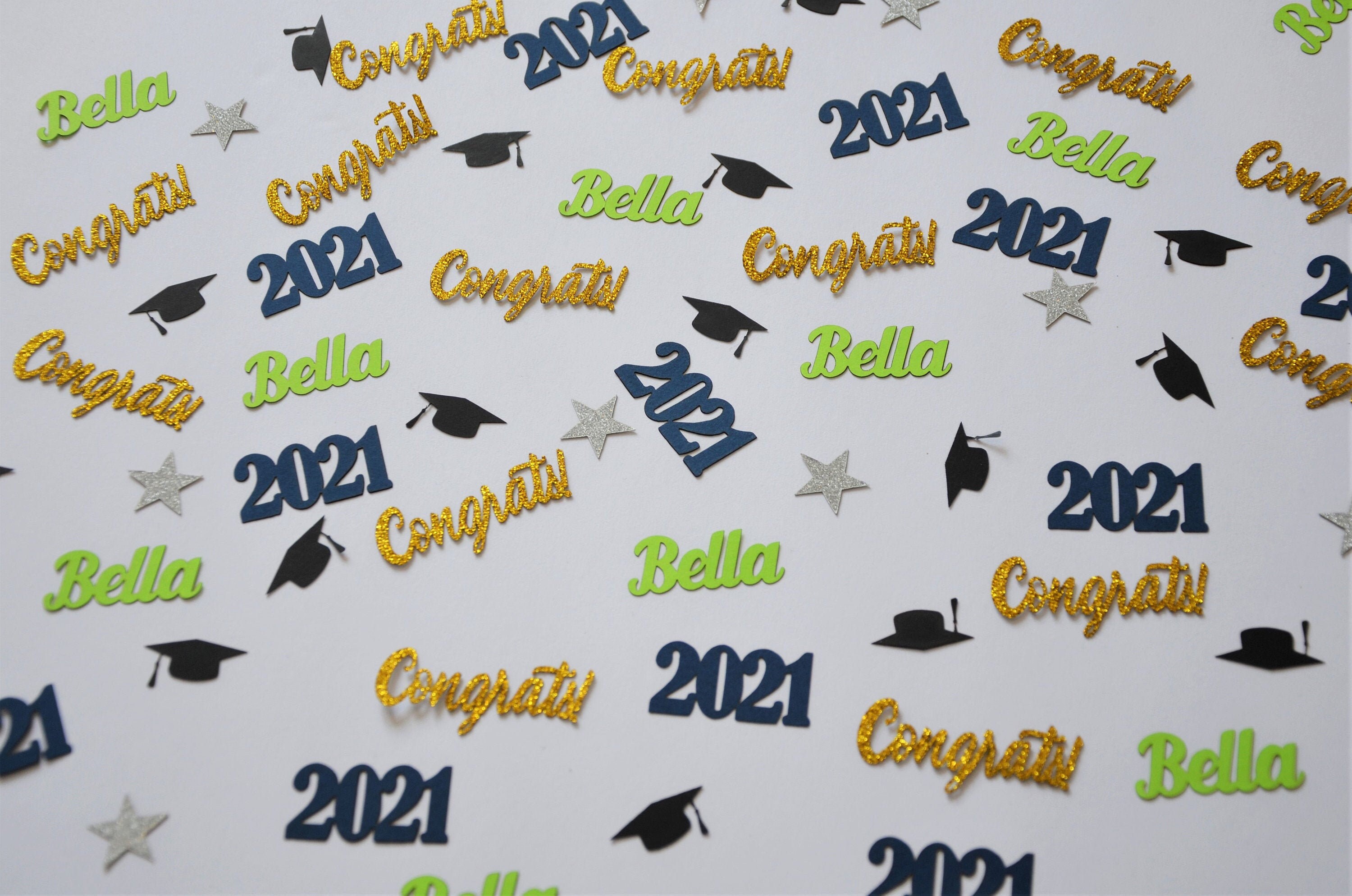 Graduation Confetti with Custom Colored Name | Etsy