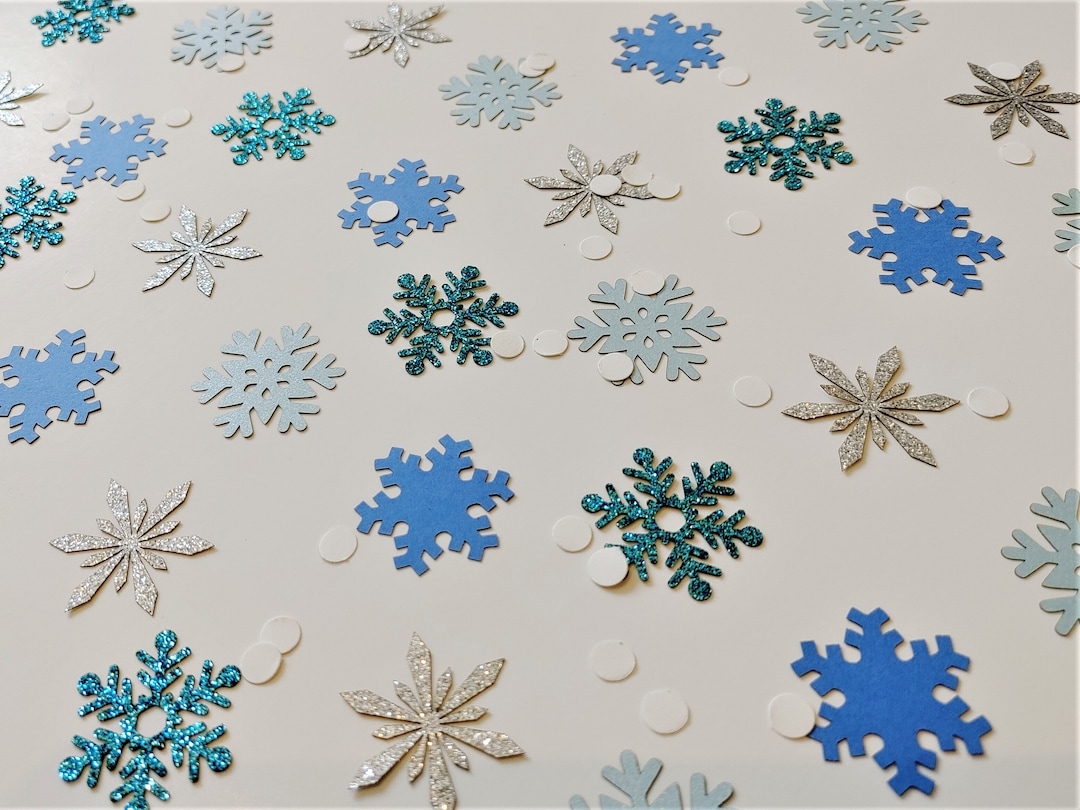 Blue & Silver Glitter Snowflake Confetti: Winter Party Decorations - Etsy