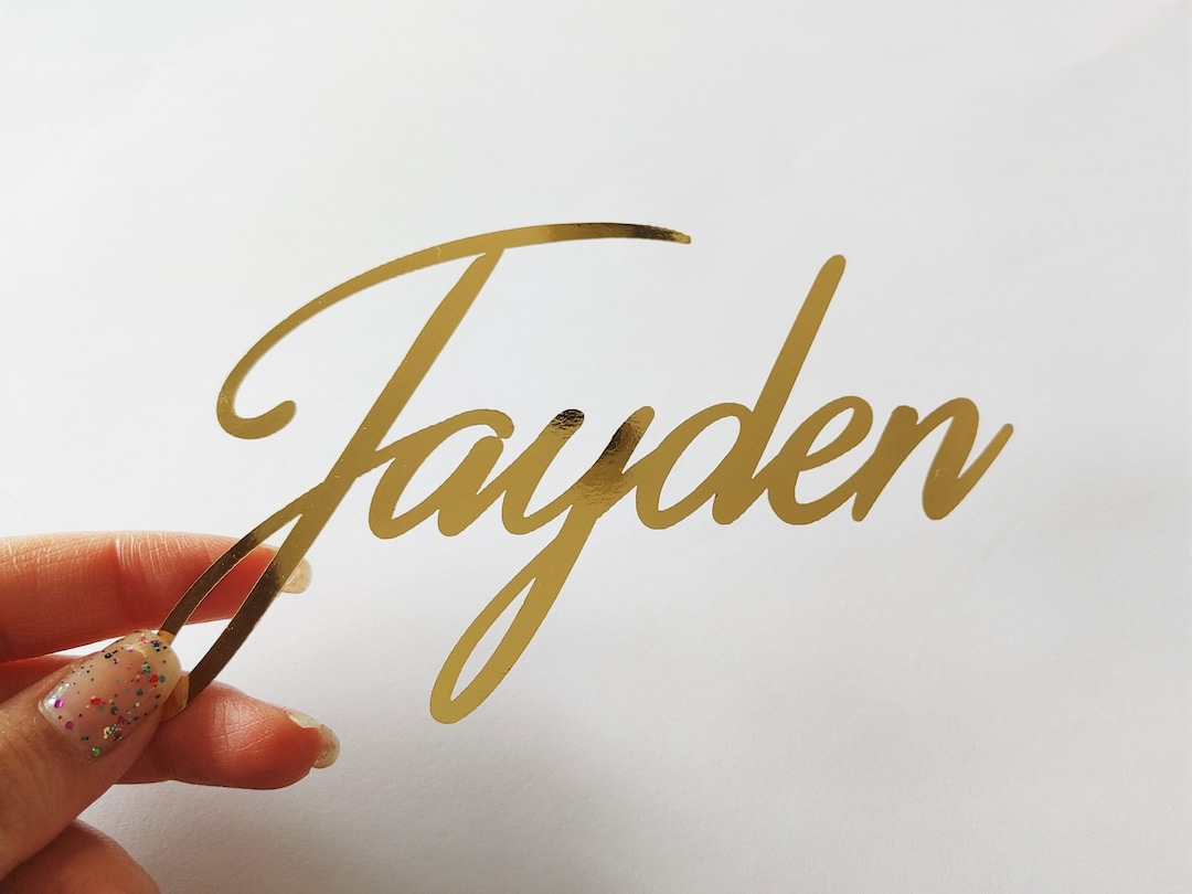 Personalized Cake Charm, Custom Name Metallic Cardstock Cake Decoration ...